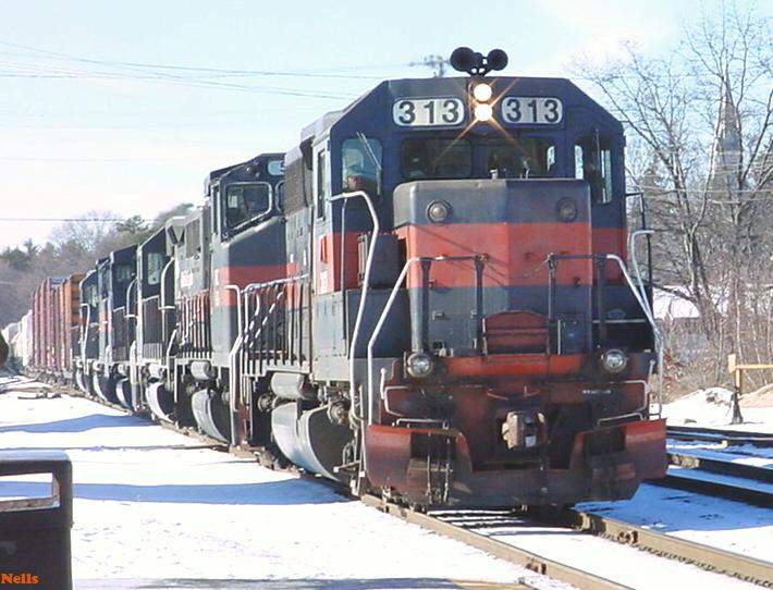 Guilford GP40 #313 leads lots of power at Ayer: The GreatRails North American Railroad Photo Archive