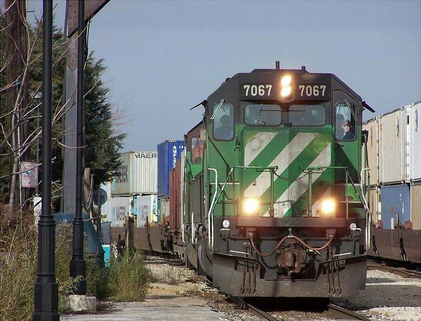 Two BN SD40-2's #7067, and #7061, at Joliet: The GreatRails North American Railroad Photo Archive