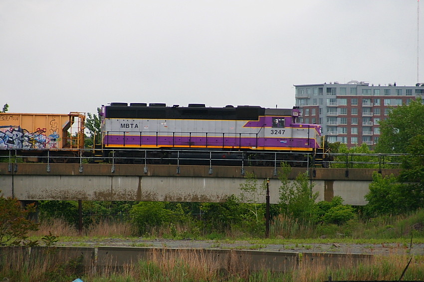MBTA GP40 3247 in work service: The GreatRails North American Railroad Photo Archive