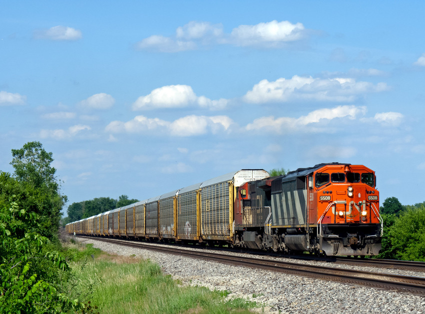 Rare CN SD60F heads auto racks west at Durand: The GreatRails North American Railroad Photo Archive