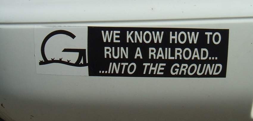 interesting bumper sticker I saw: The GreatRails North American ...