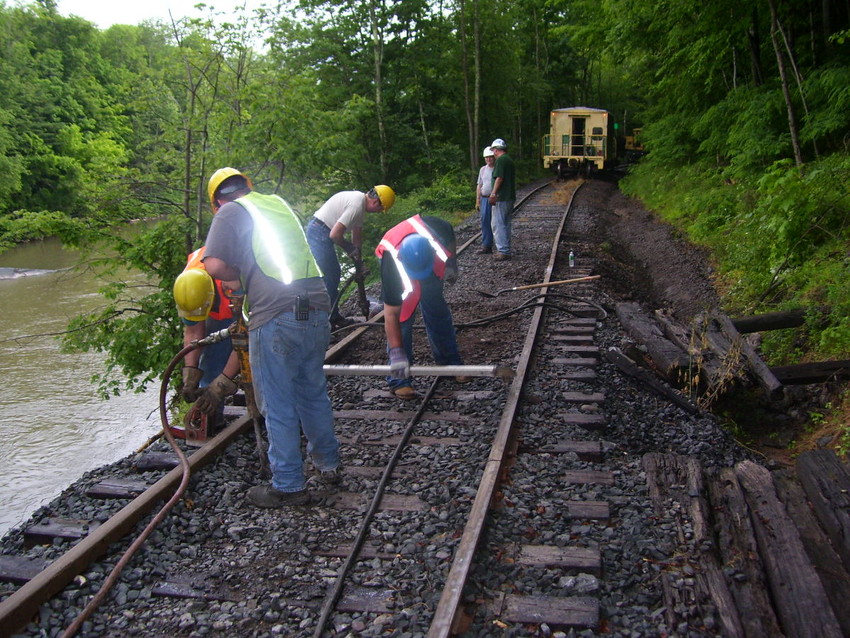 Tamping at MP 23.3: The GreatRails North American Railroad Photo Archive